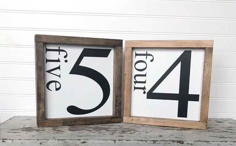 Rustic Number Framed Farmhouse Style Painted Wall Sign | Etsy