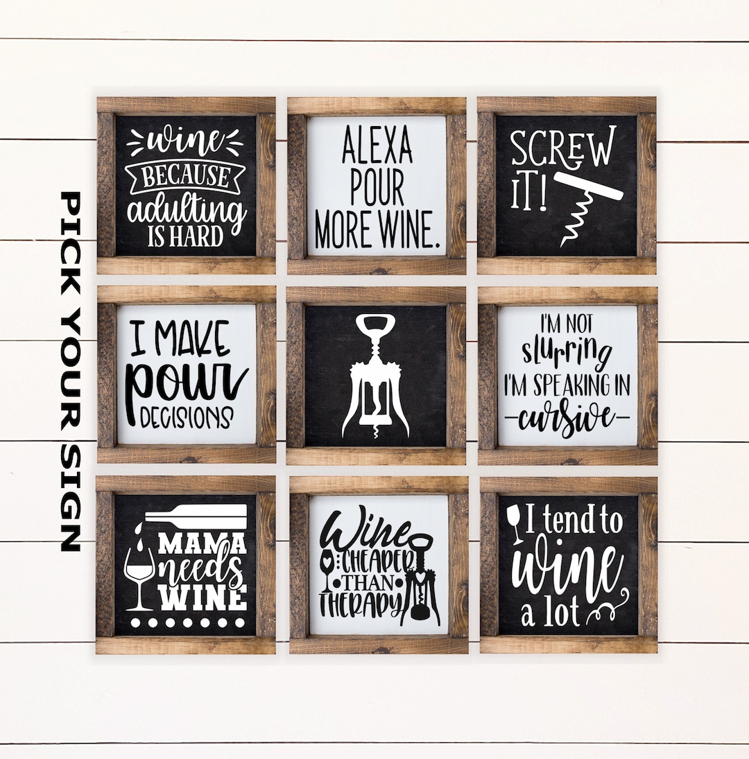 Wine Kitchen Mini 6"x6" Signs for Tiered Trays. Tiered Tray Decor ...