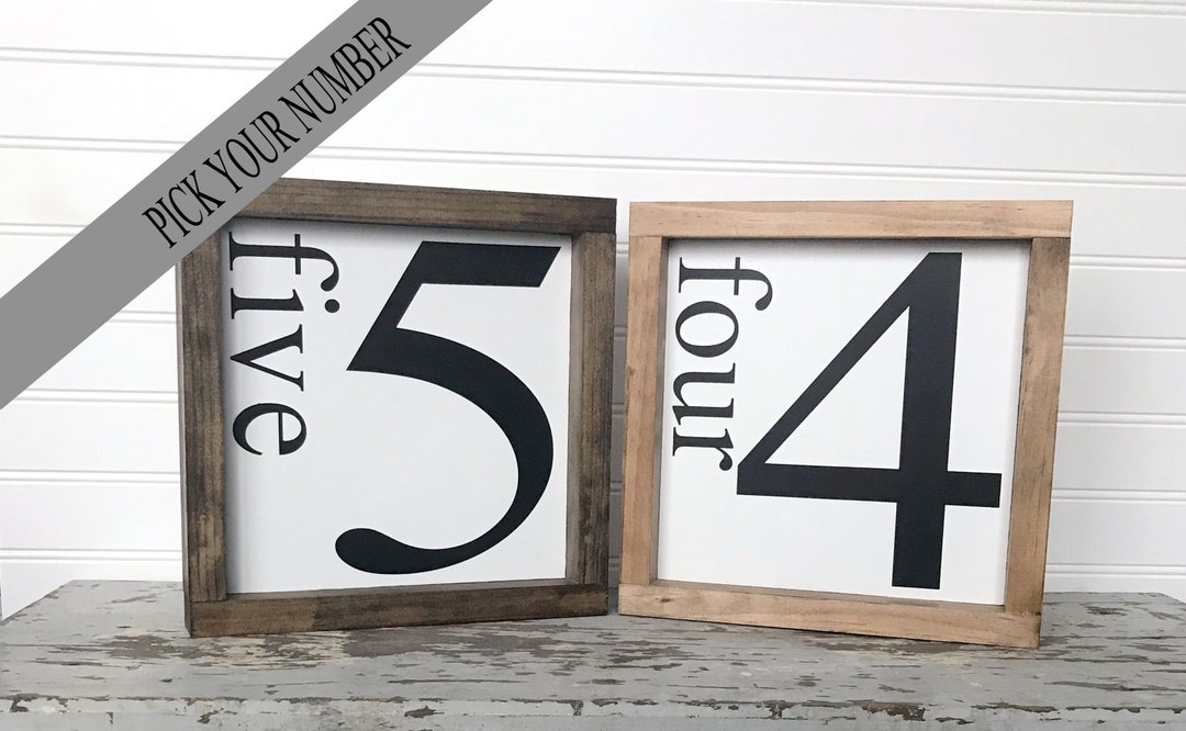 Rustic Number Framed Farmhouse Style Painted Wall Sign 9.5". Rustic ...