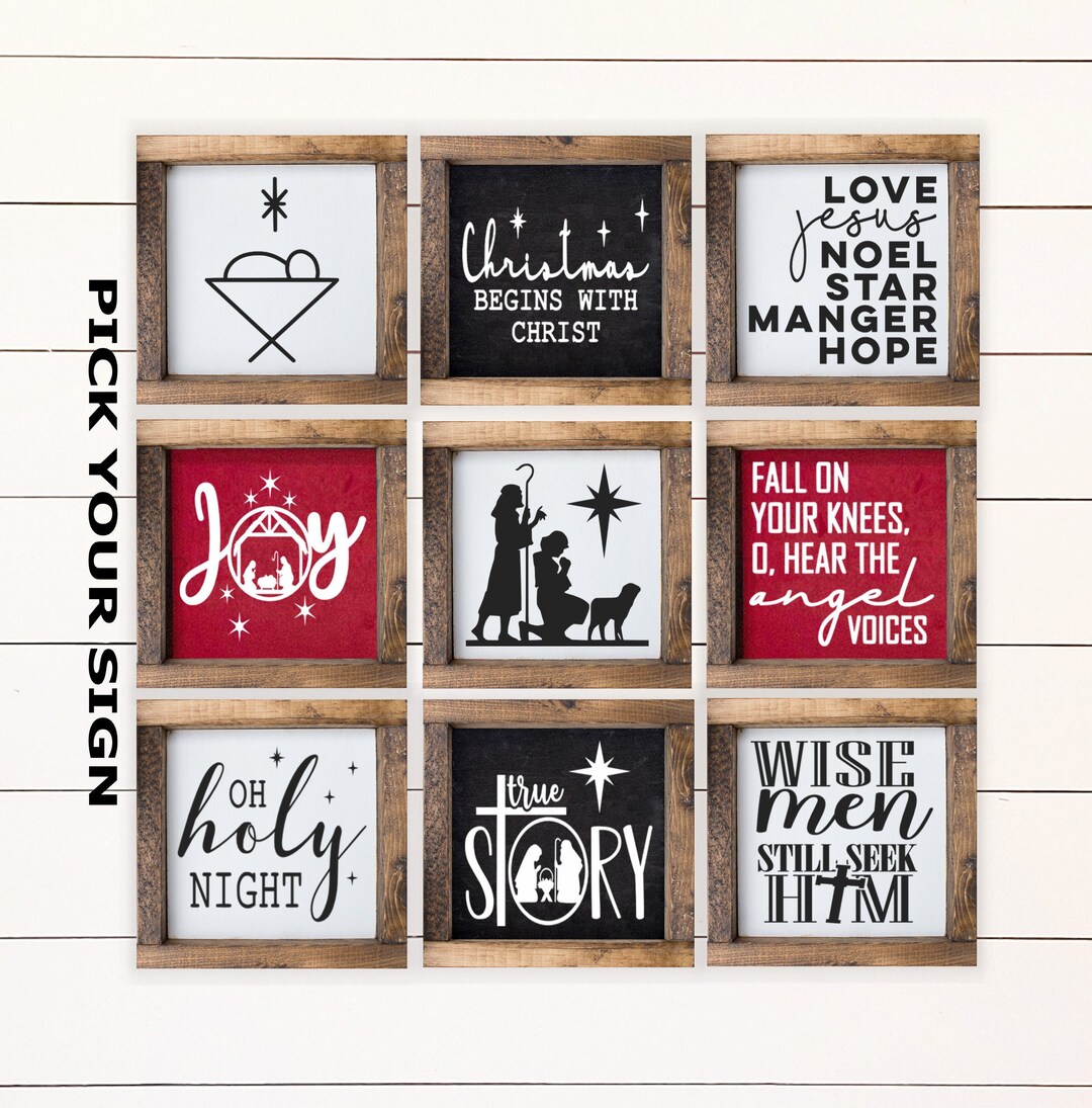 Religious Christmas Mini 6"x6" Signs for Tier Trays, Tier Tray Decor ...