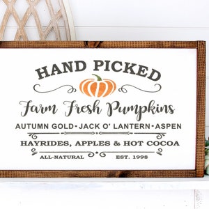 Farm Fresh Pumpkins Farmhouse Style Frame Sign 13.5"x25.5". Farmhouse ...