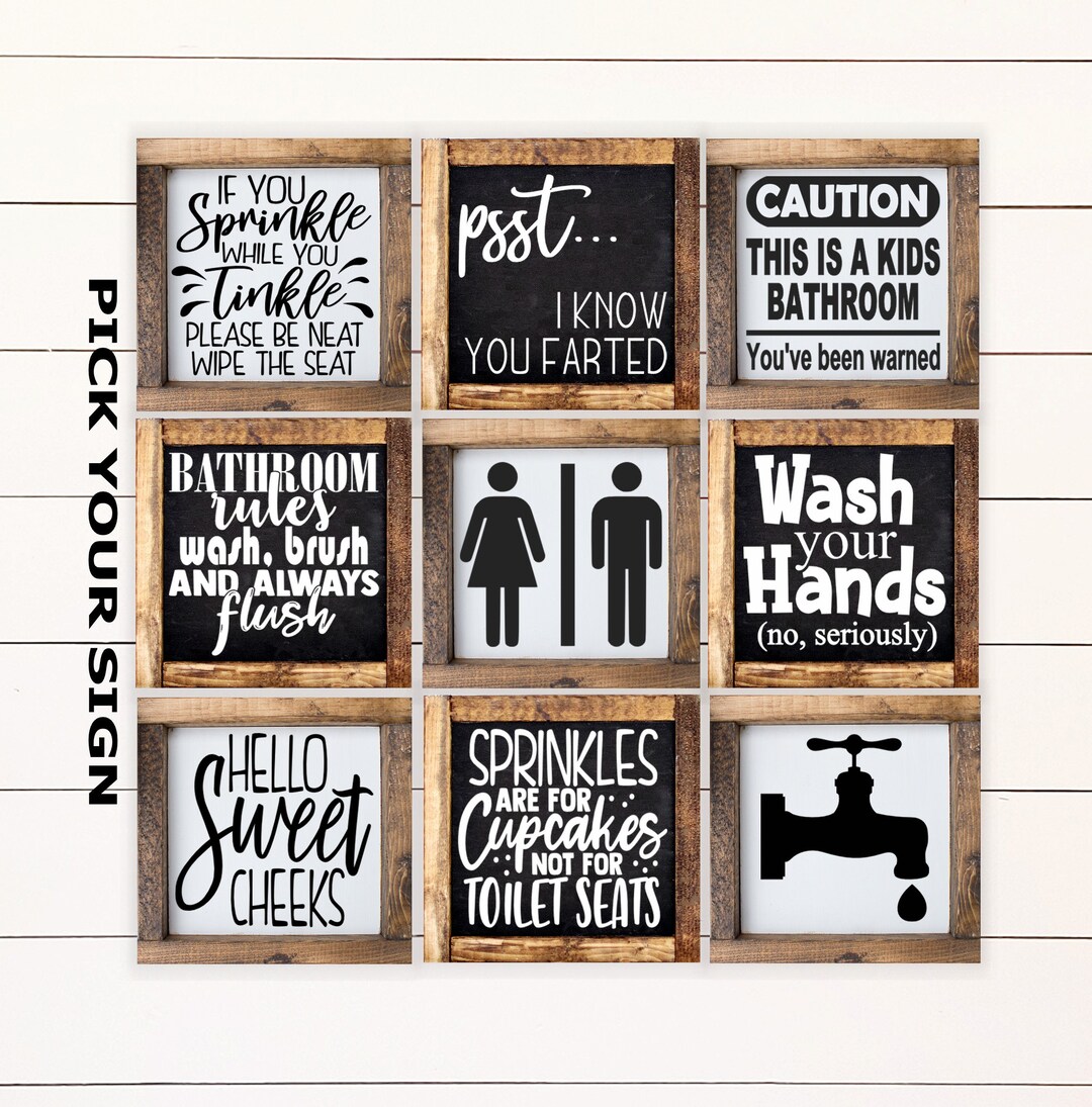 Bathroom Mini Collection 6"x6" Sign. Farmhouse Bathroom, Bathroom Shelf ...