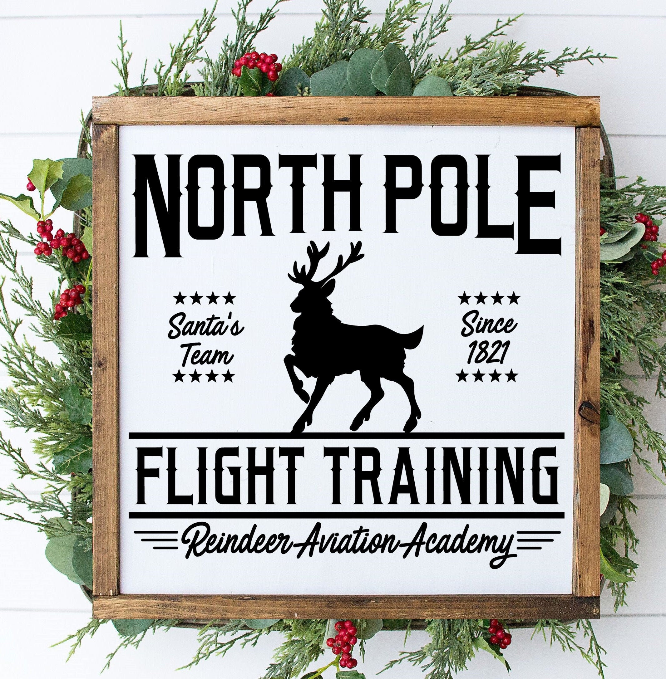 Flight Training Reindeer Painted Sign 19.5x19.5. | Etsy