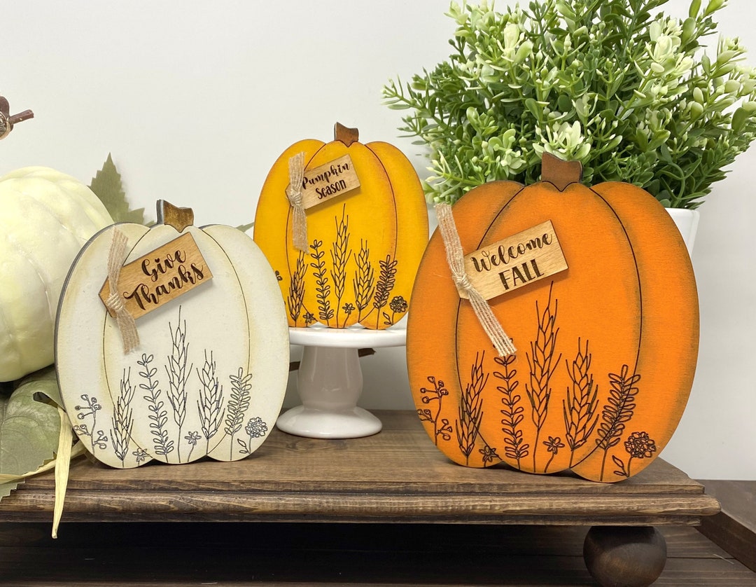Harvest Pumpkin Chunky Wooden Decorative Shelf Sitter, 3 Sizes. - Etsy