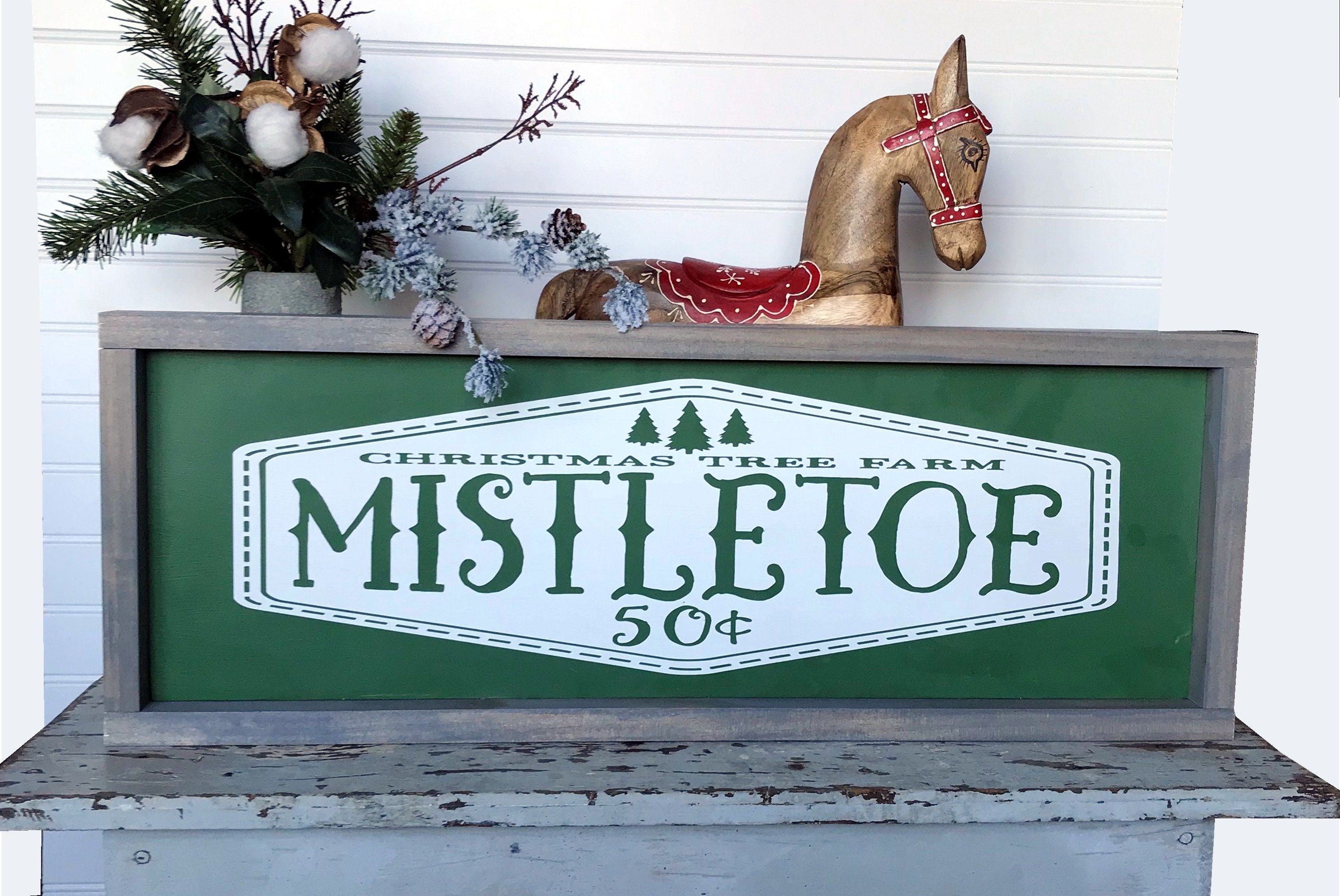 Farm Fresh Mistletoe Farmhouse Style Christmas Sign 9.5"x25.5". Holiday ...
