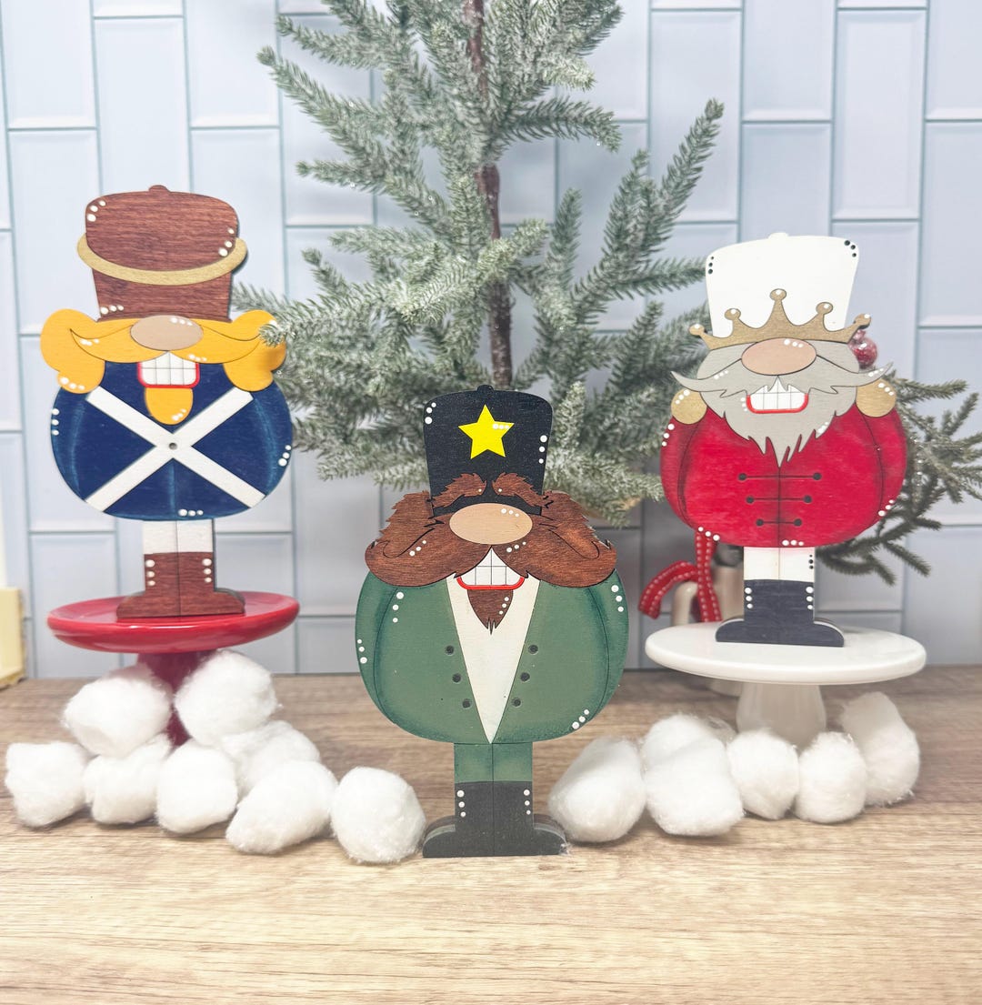Nutcracker Chunky Wood Shelf Sitter Tray Decor, Christmas Decor ...