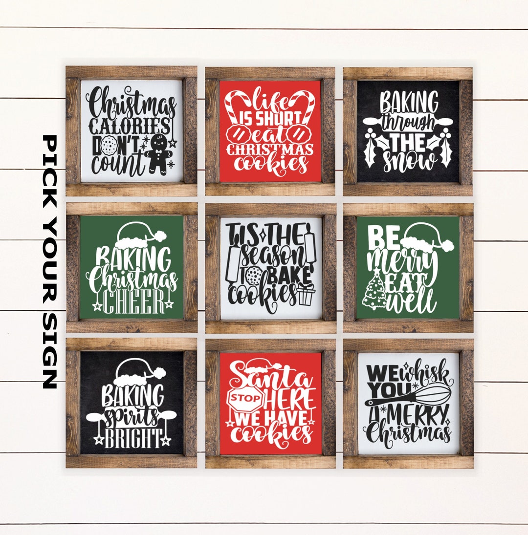 Christmas Baking 6"x6" Signs for Tier Tray, Tier Tray Decor, Coffee Bar ...