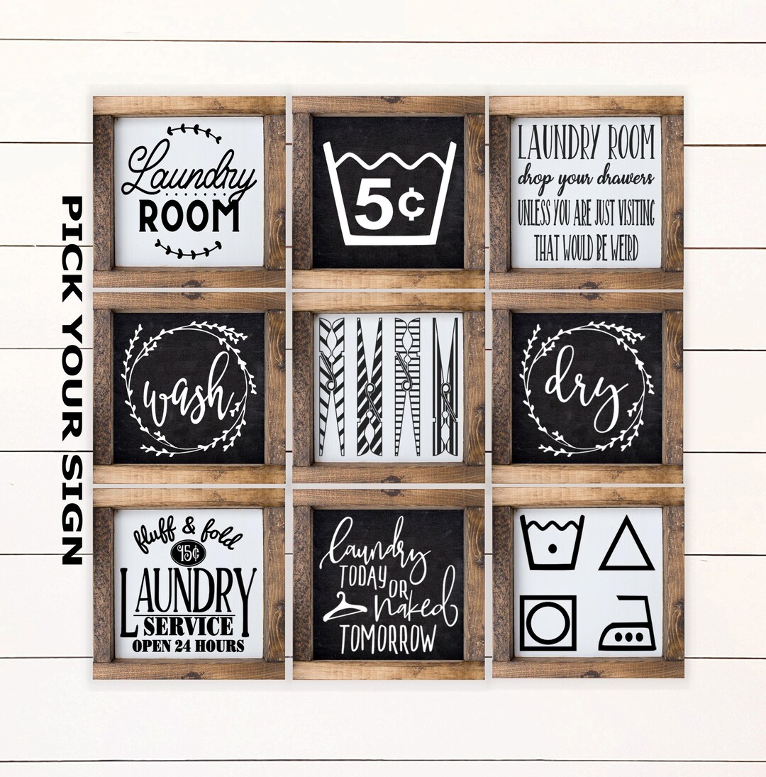 Laundry Room Mini Collection 6"x6" Farmhouse Style Shelf Sign. Laundry ...