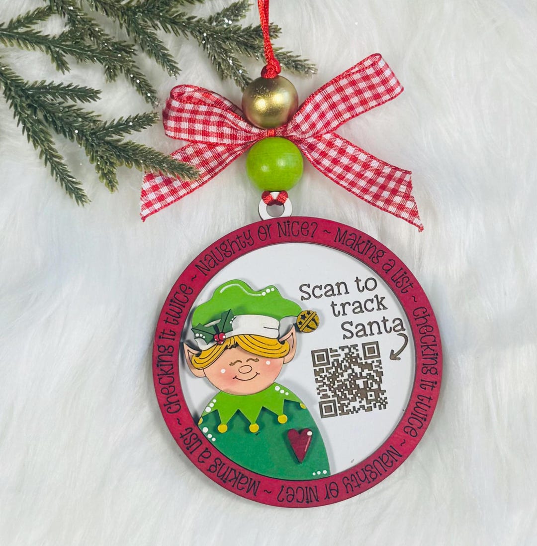 Santa Tracker Elf Christmas Ornament With QR Code, Gift for Kid ...