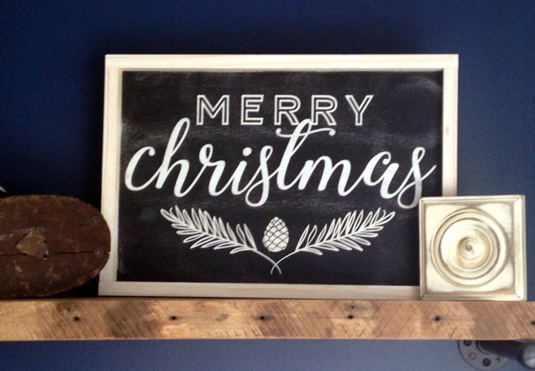 Merry Christmas Farmhouse Style Framed Sign 13.5"x19.5". Farmhouse ...