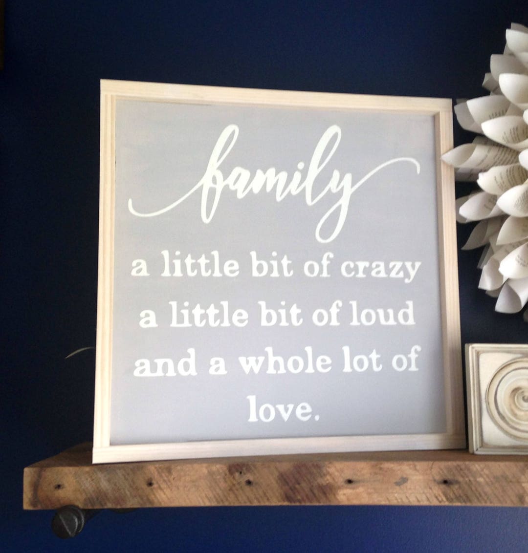 Family A Little Bit of Crazy Painted Wood Sign 19.5"x19.5". Farmhouse ...