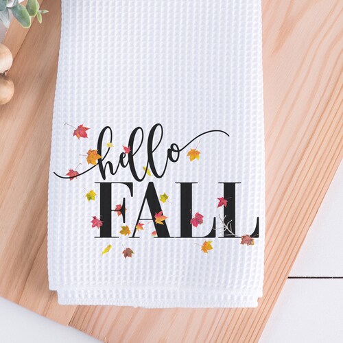 Hello Autumn Fall Tea Towel 16x24 Tier Tray - Etsy