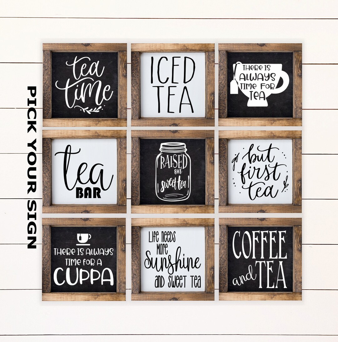 Tea Bar Kitchen 6"x6" Farmhouse Signs for Tiered Trays. Tiered Tray ...