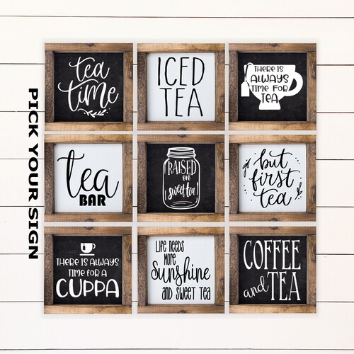 Tea Bar Kitchen 6x6 Farmhouse Signs for Tiered | Etsy