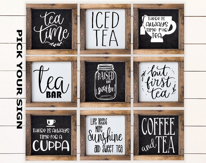 Tea Bar Kitchen 6"x6" Farmhouse Signs for Tiered Trays. Tiered Tray ...