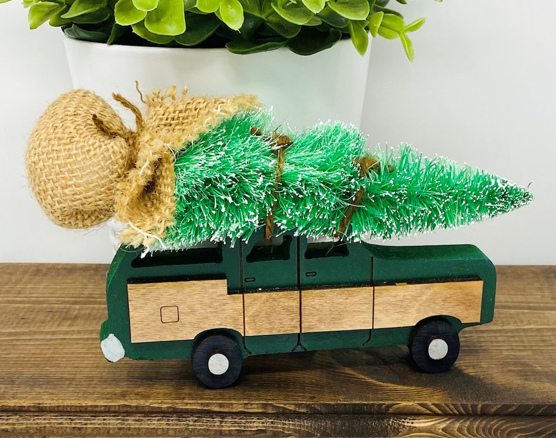 Christmas Station Wagon With Tree for Tier Trays, Christmas Decor ...