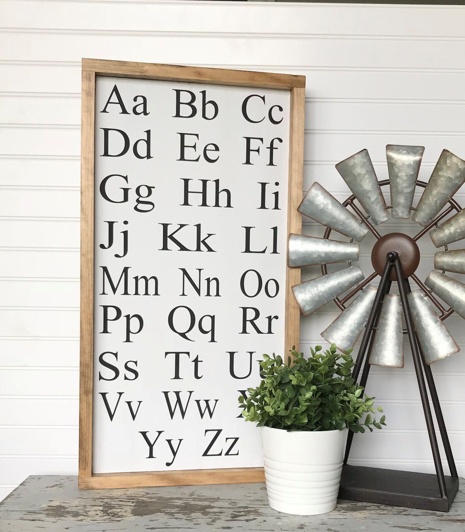 ABC Alphabet Modern Farmhouse Style Frame Sign 13.5"x25.5". Farmhouse ...