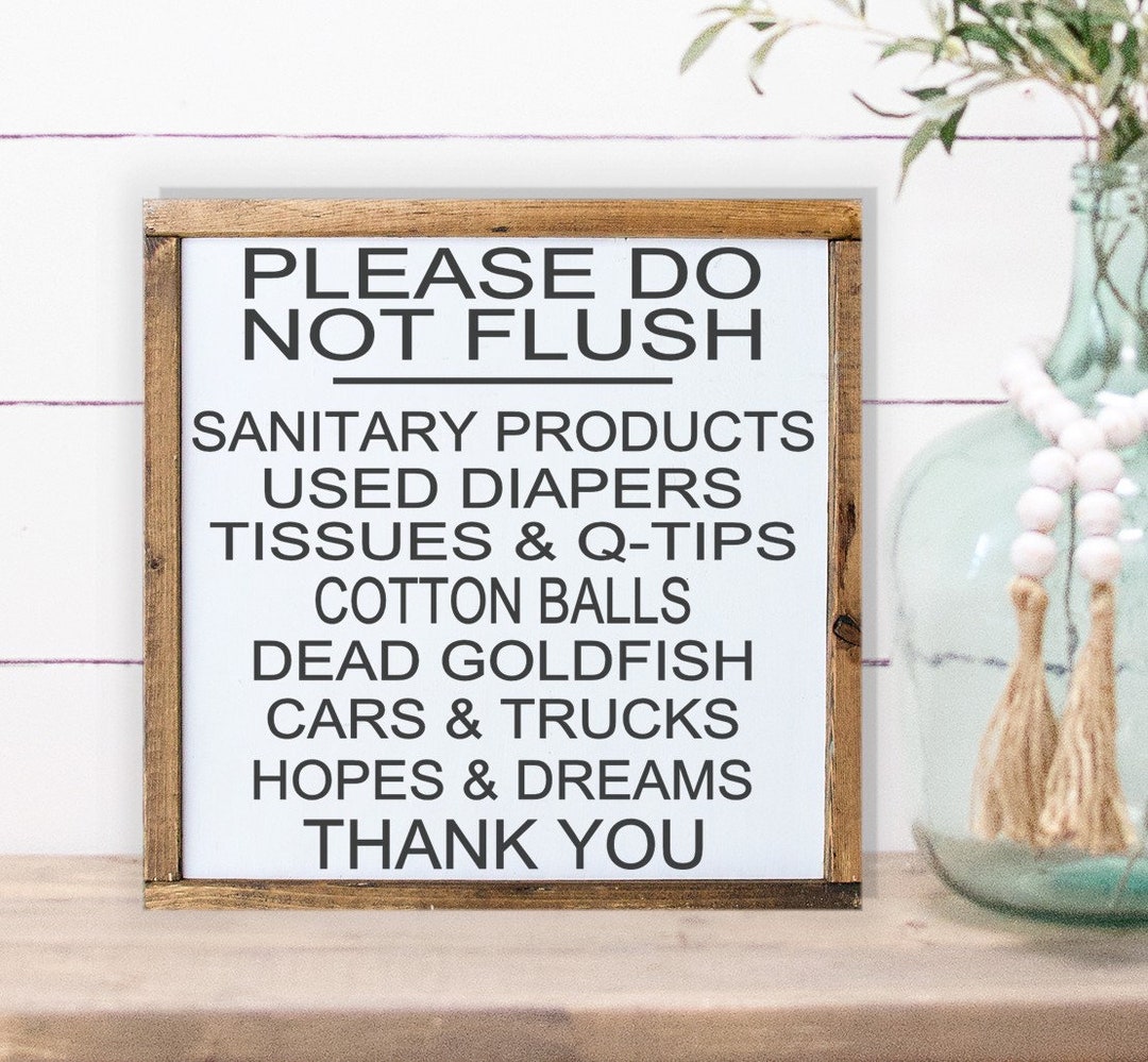 Do Not Flush Septic Rules Farmhouse Style Sign 13.5"x13.5". Bathroom ...