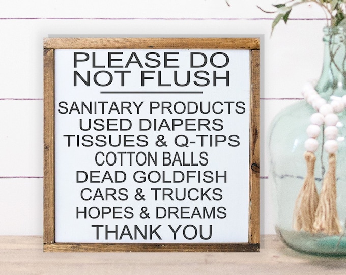 Do Not Flush Septic Rules Farmhouse Style Sign 13.5"x13.5". Bathroom ...