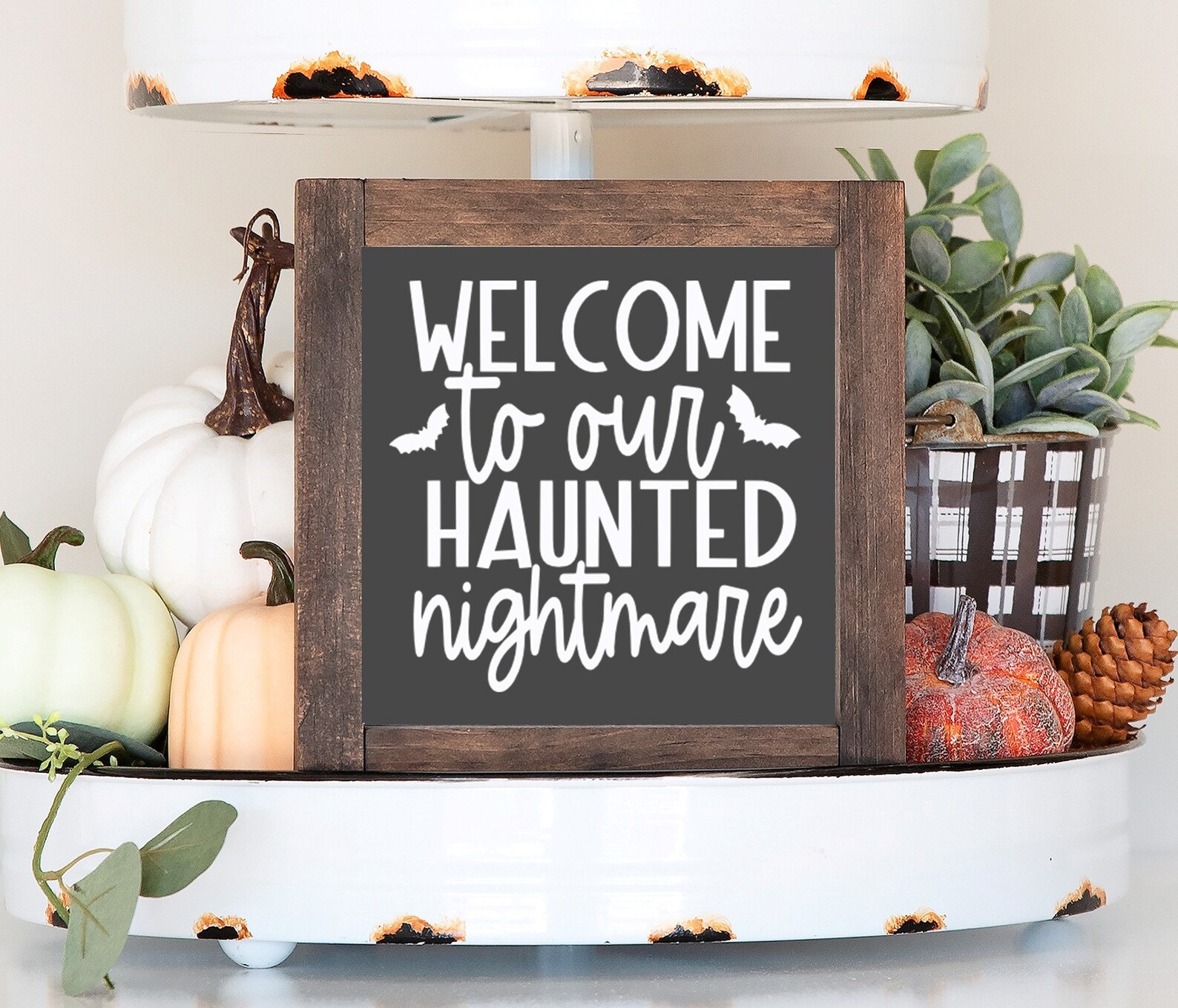 Halloween Mini Sign Collection 6"x6" Farmhouse Tiered Tray Sign. Tiered ...