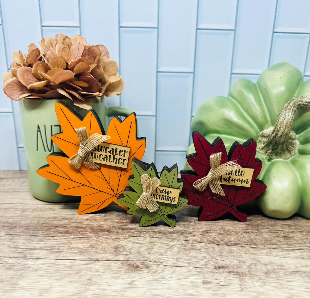 Fall Leaves Wooden Decorative Shelf Sitter, 3 Sizes. - Etsy