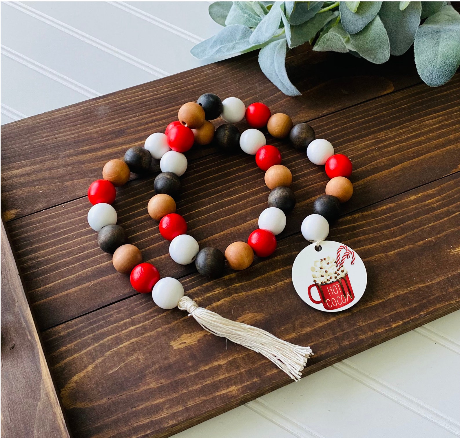 Hot Cocoa Chocolate Bead Garland 34", Hot Cocoa Garland, Tier Tray ...