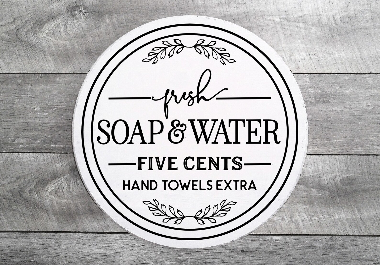 Fresh Soap & Water Round Farmhouse Sign. Bathroom Sign - Etsy