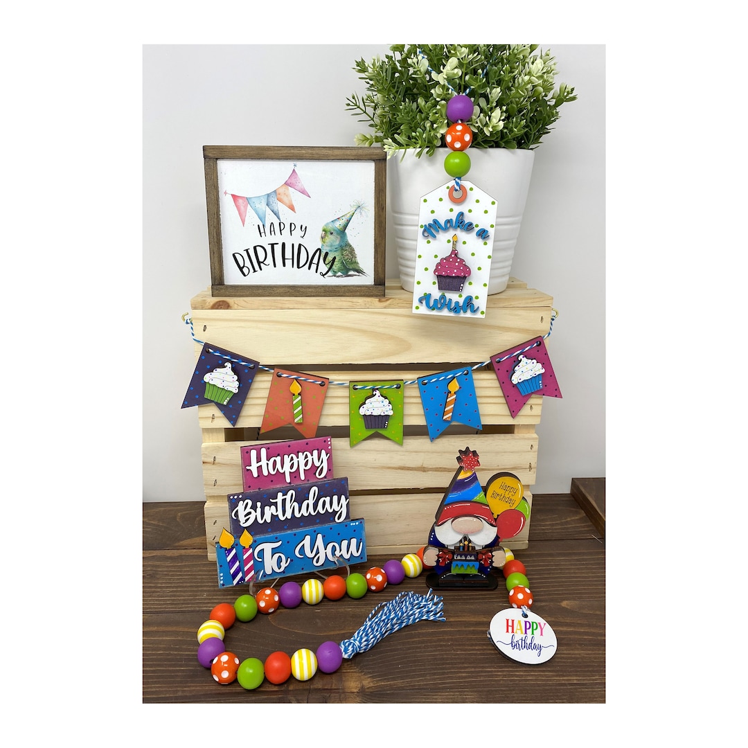 Happy Birthday Farmhouse Tiered Tray Decor, Birthday Decorations ...