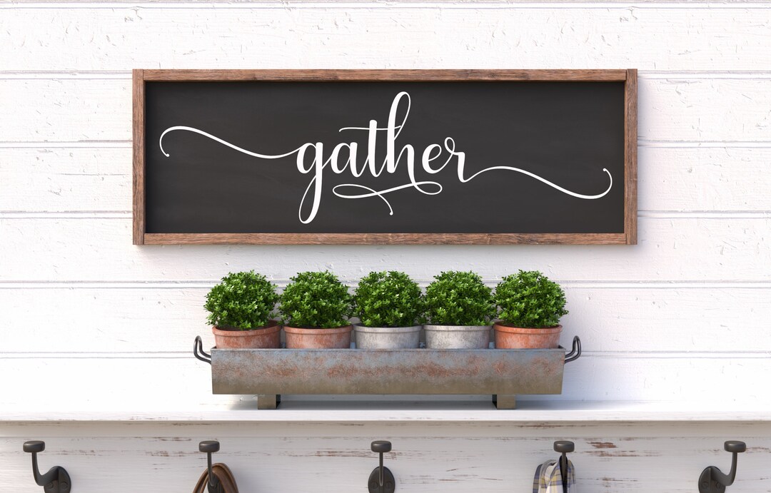 Gather Painted Farmhouse Style Framed Sign 25.5"x9.5". Rustic Gather ...