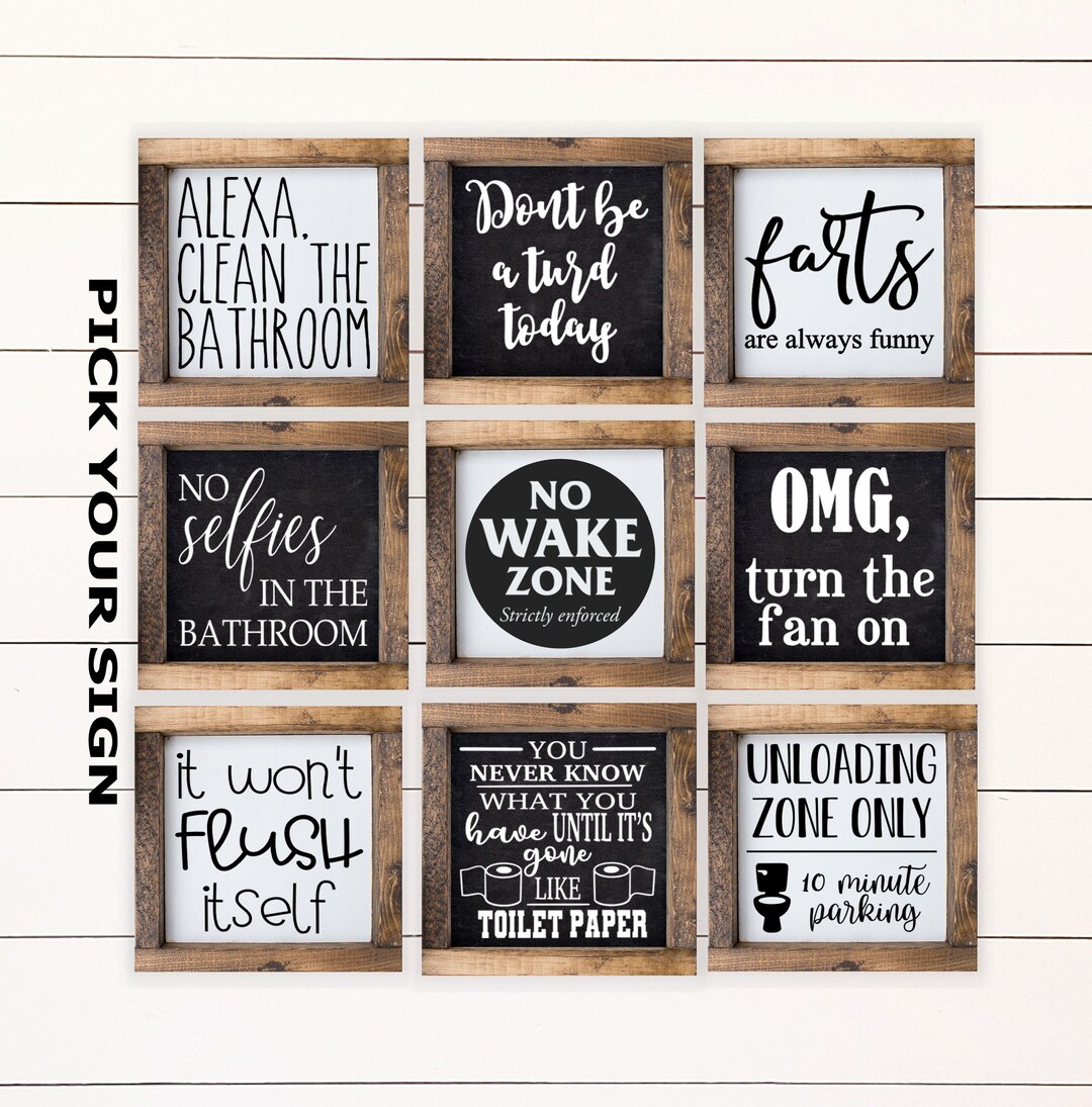 Bathroom Mini Collection 6"x6" Sign. Farmhouse Bathroom, Bathroom Shelf ...