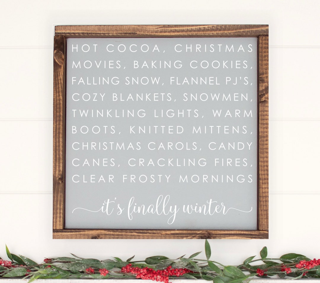 It's Finally Winter Painted Wood Sign 19.5"x19.5". Christmas Signs ...