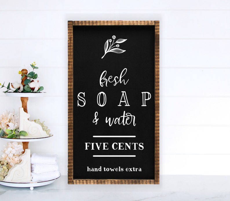 Fresh Soap & Water Farmhouse Sign 13.5x25.5". Bathroom Sign, Bathroom ...