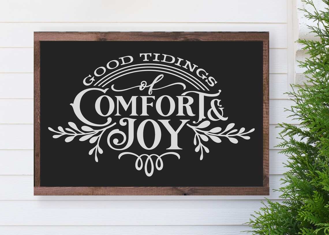 Comfort & Joy Large Farmhouse Style Sign 24"x36". Classic Christmas Art ...