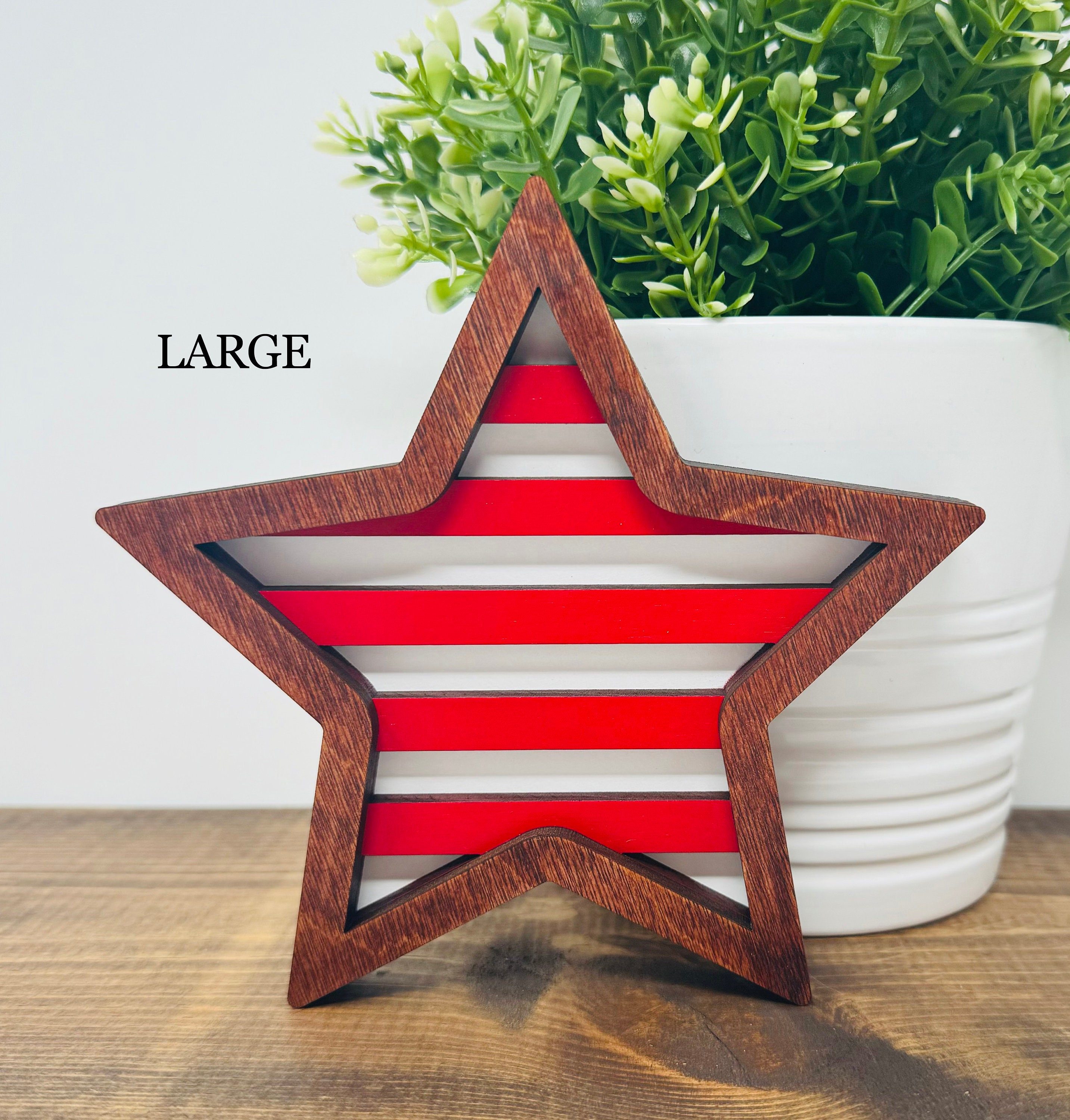 Patriotic Stars and Stripes Wooden Decorative Star Shelf Sitters, 4 ...