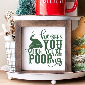 Funny Christmas Bathroom Mini 6"x6" Sign, Farmhouse Bathroom, Bathroom ...