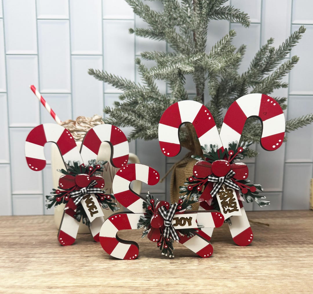 Christmas Candy Cane Chunky Wooden Decorative Shelf Sitter, 3 Sizes. - Etsy