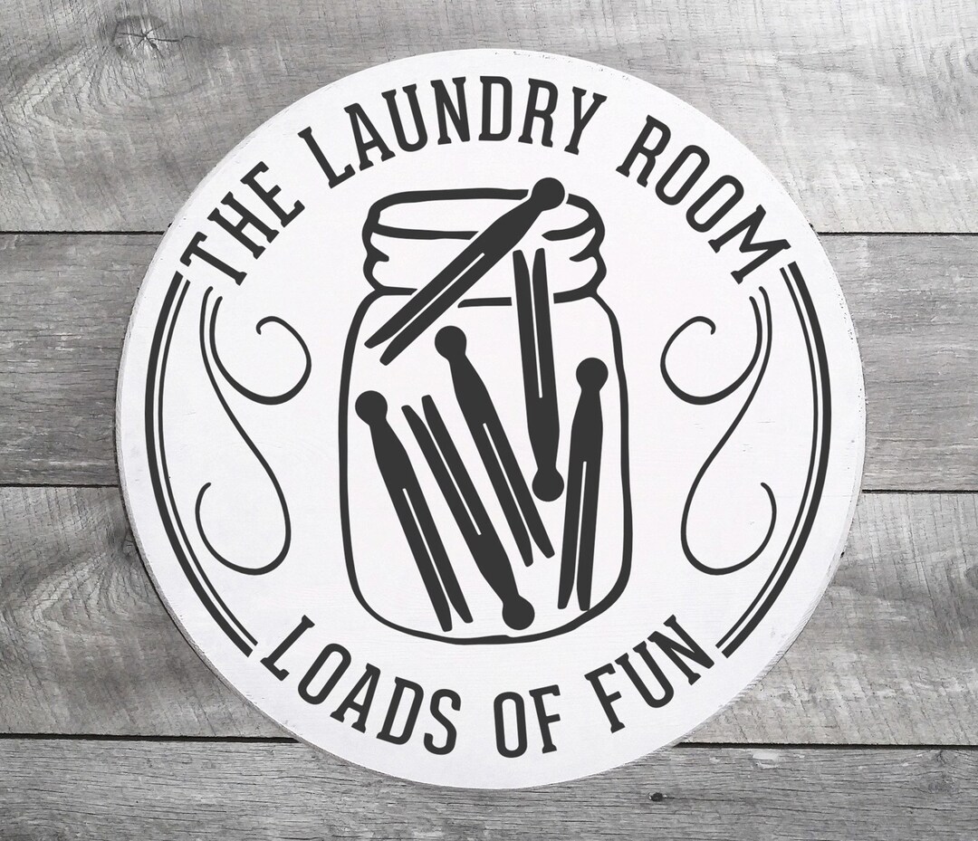 Laundry Room Round Painted Framed Wood Sign. Laundry Signs, Laundry ...