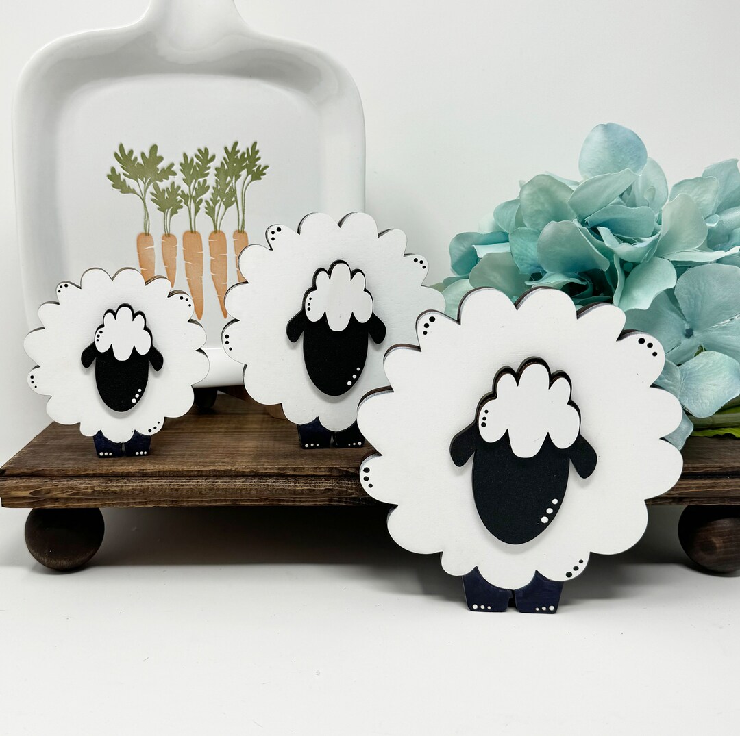 Easter Sheep Chunky Wood Shelf Sitter Tier Tray Decor, Easter Decor ...