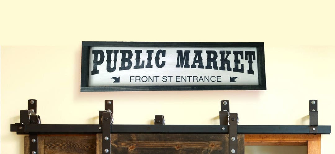 Public Market Painted Farmhouse Style Framed Sign 25.5"x7.5". Painted ...