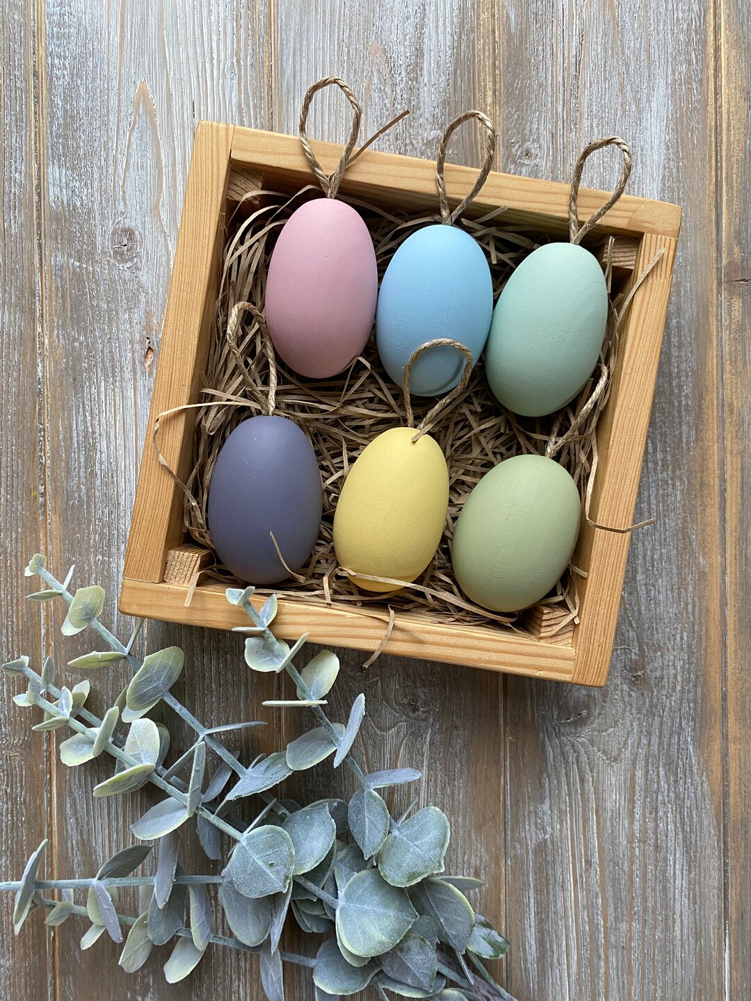 Wooden Easter Eggs Set of 6 Easter Decor Easter Gifts Easter Decorations Easter Basket Easter ...