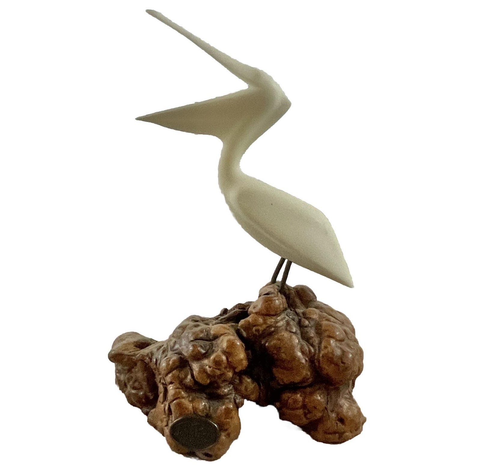 John Perry Vtg Pelican Sculpture Statue Bird on Burl Wood Handmade ...