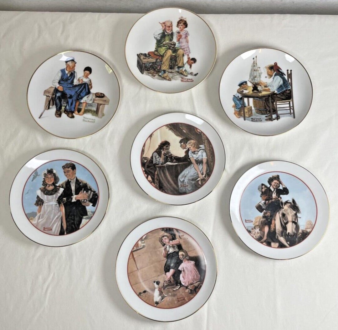 Norman Rockwell Ceramic Plates 6.5 CW Collection 1982 X4 Museum 1984 X3 ...