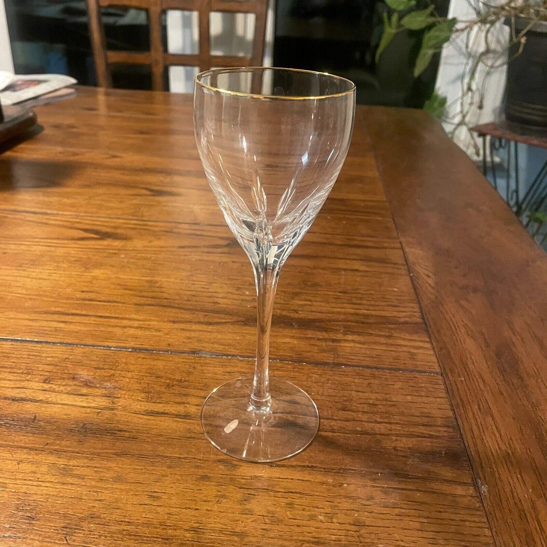 Lenox Firelight Gold Rim Wine Glass Vertical Etched Crystal Replacement ...