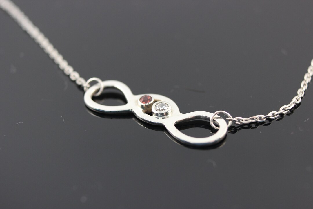 9ct White Gold Infinity Necklace With a Ruby and Diamond. Gold - Etsy