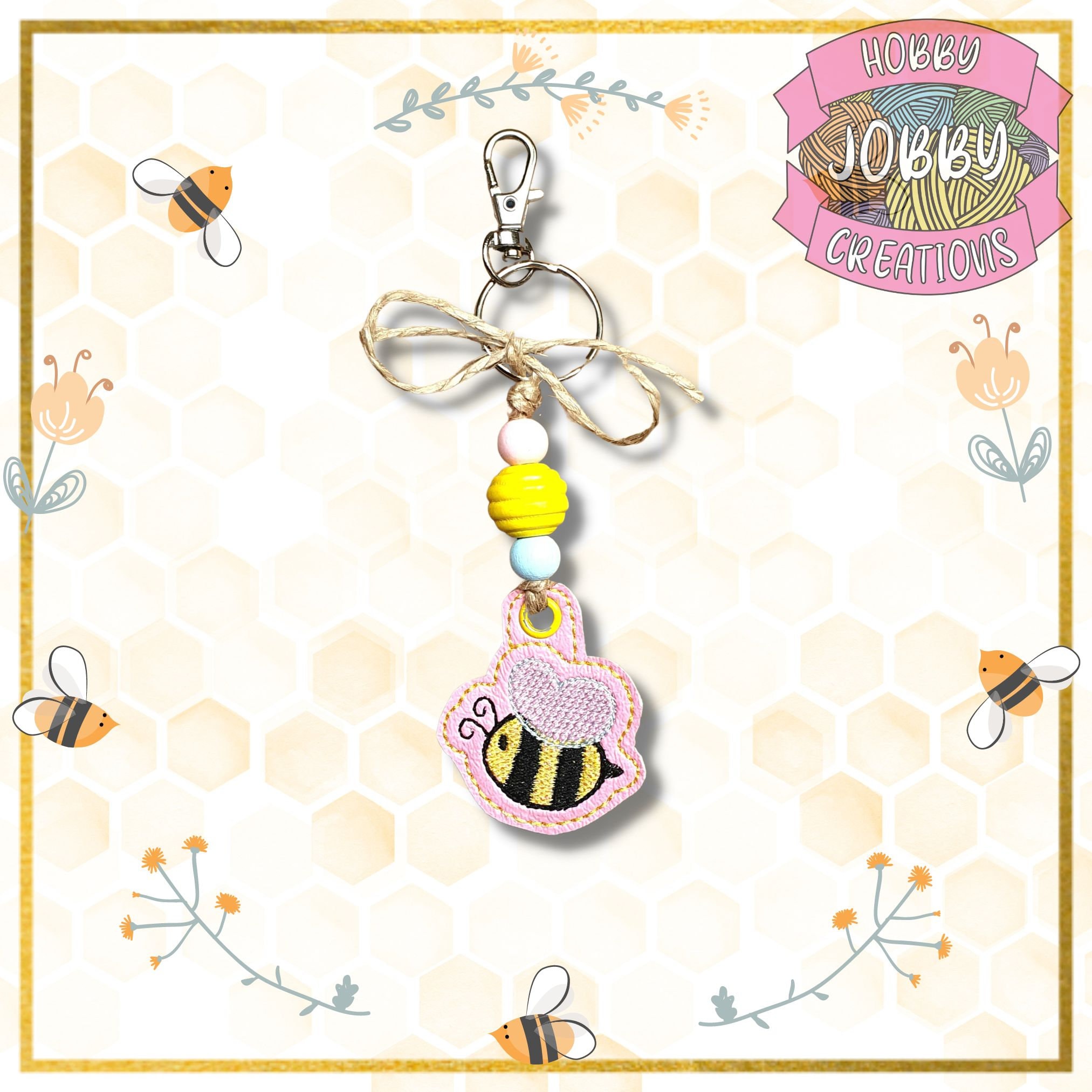 Little Bee Eyelet in the Hoop Embroidery Design, Keychain, Charm ...