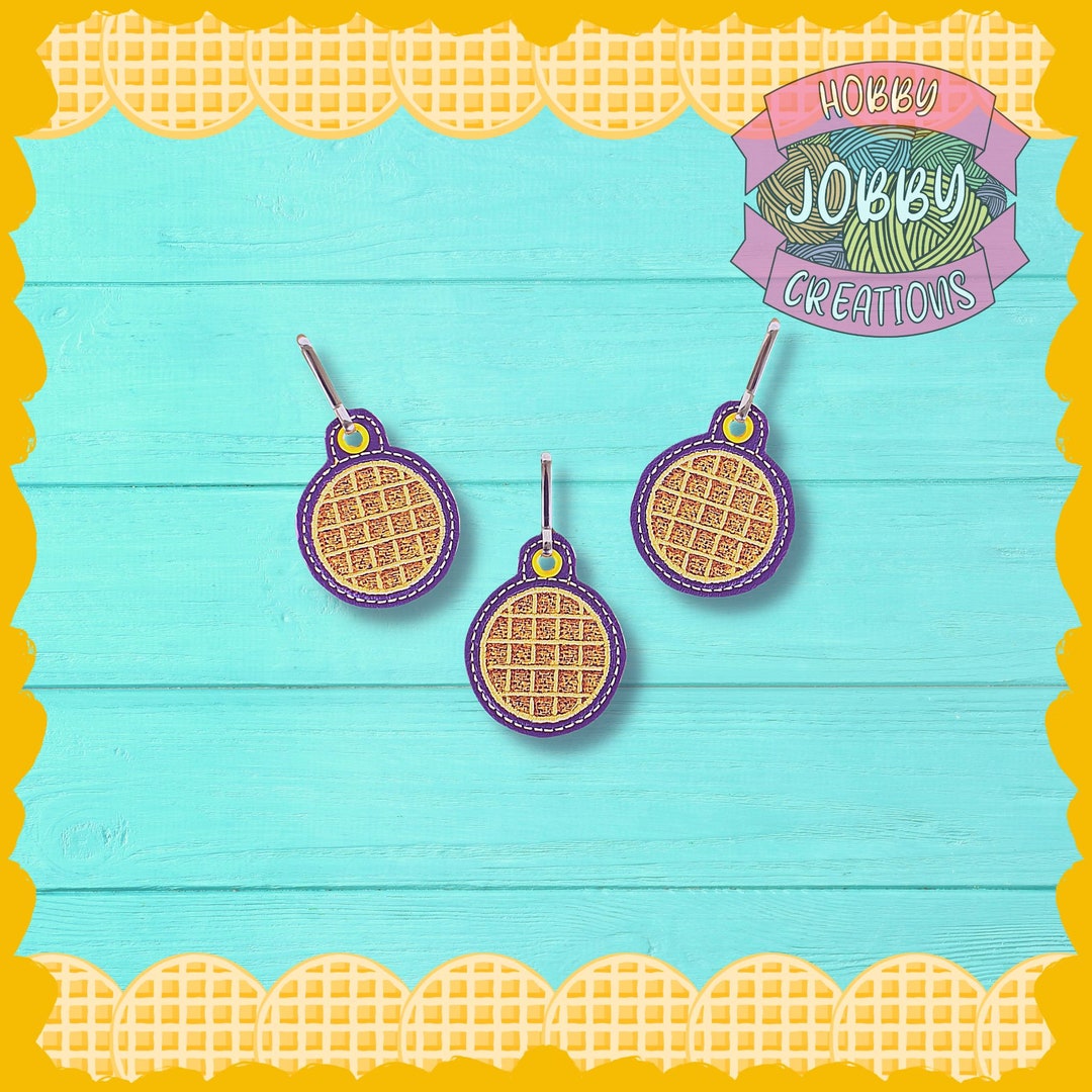 Waffle Zipper Pull Embroidery Design, in the Hoop, ITH, Eyelet, Machine ...