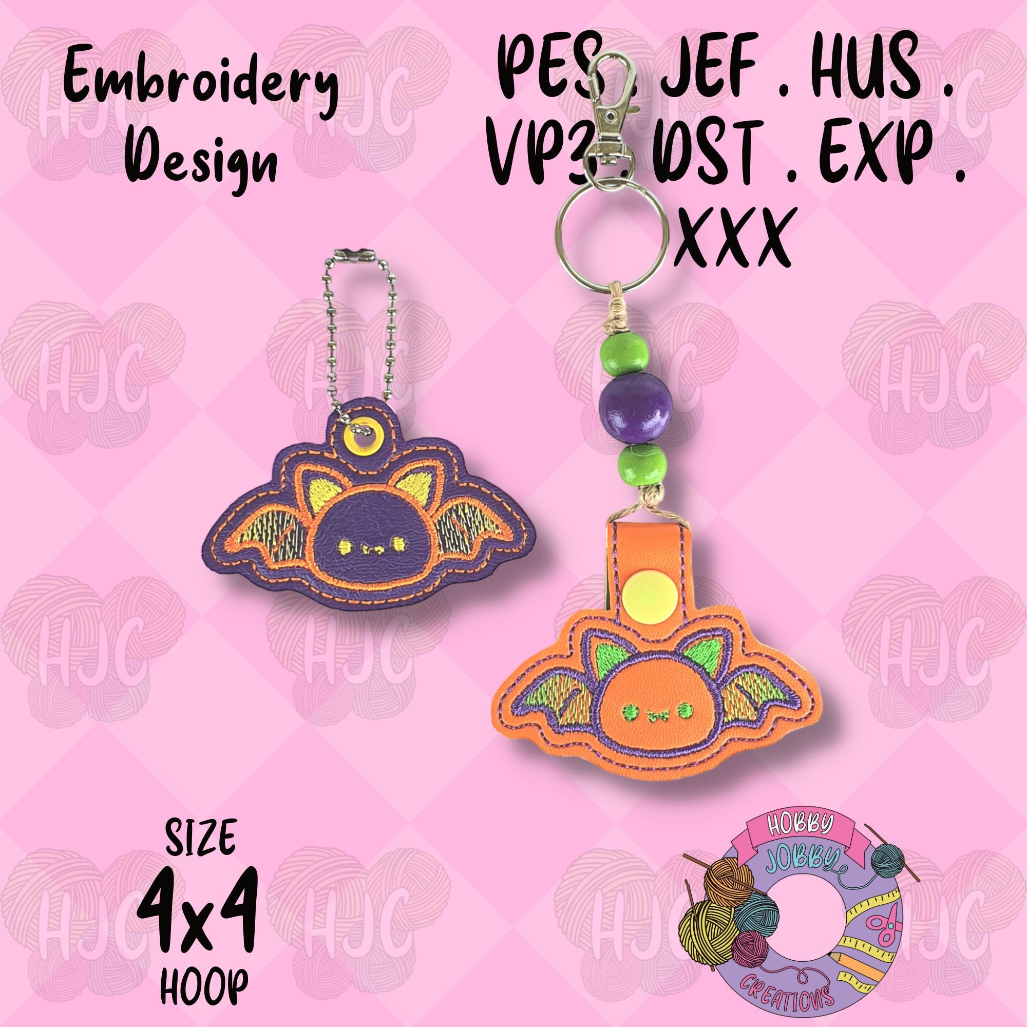 Happy Bat Snap Tab / Eyelet in the Hoop Embroidery Design, Fall ...