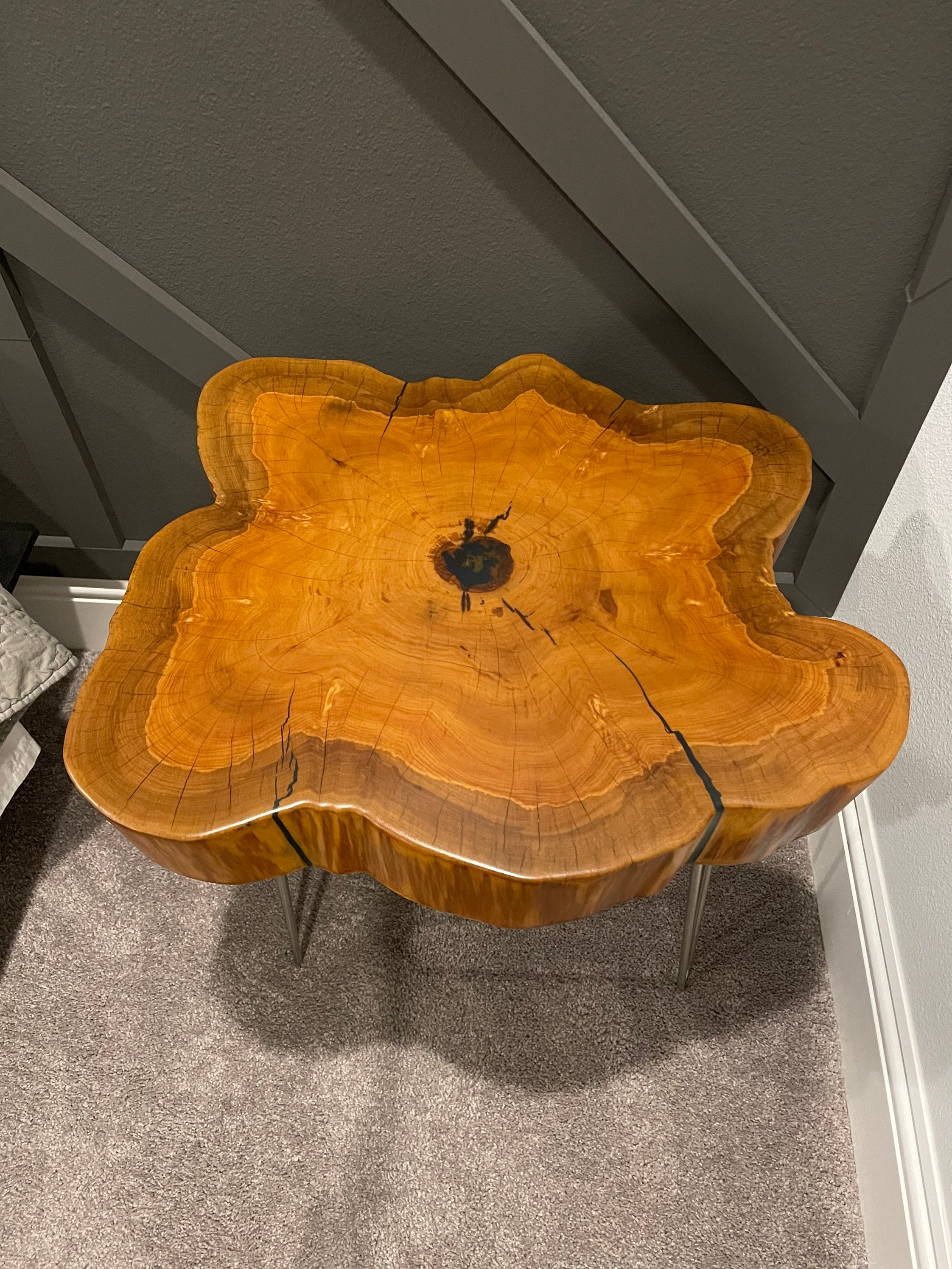 1 Off, Live Edge Slab Cypress Table W/epoxy Fill - Etsy