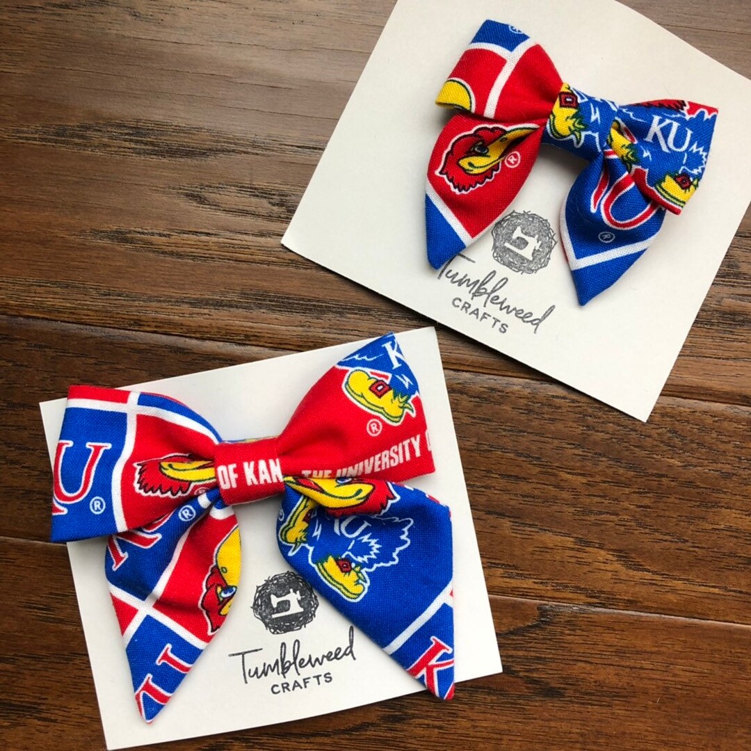Jayhawk Hair Bow/ku Bow/baby Headband/baby Bows/ Baby Bow/cotton Hair ...