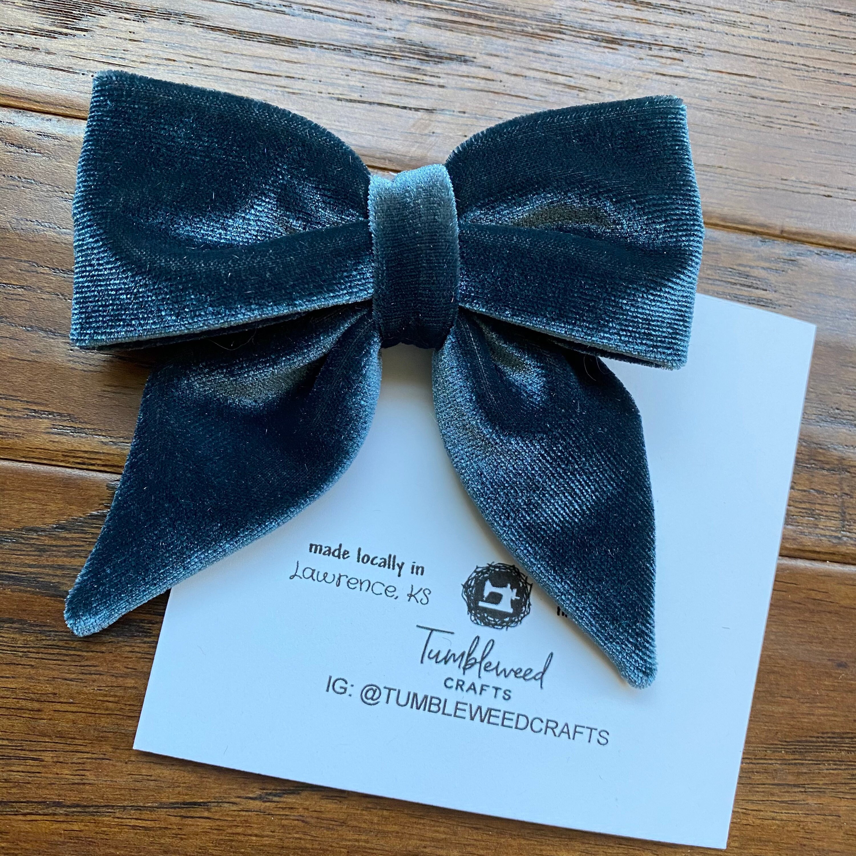 Steel Blue Velvet Bow Sailor Bow Hair Bow Hair Accessory | Etsy